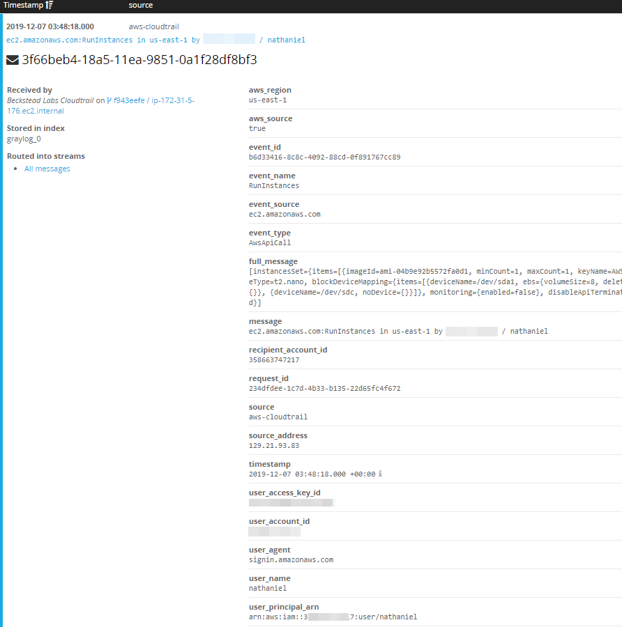 Ingesting Cloudtrail Logs with the Graylog AWS Plugin